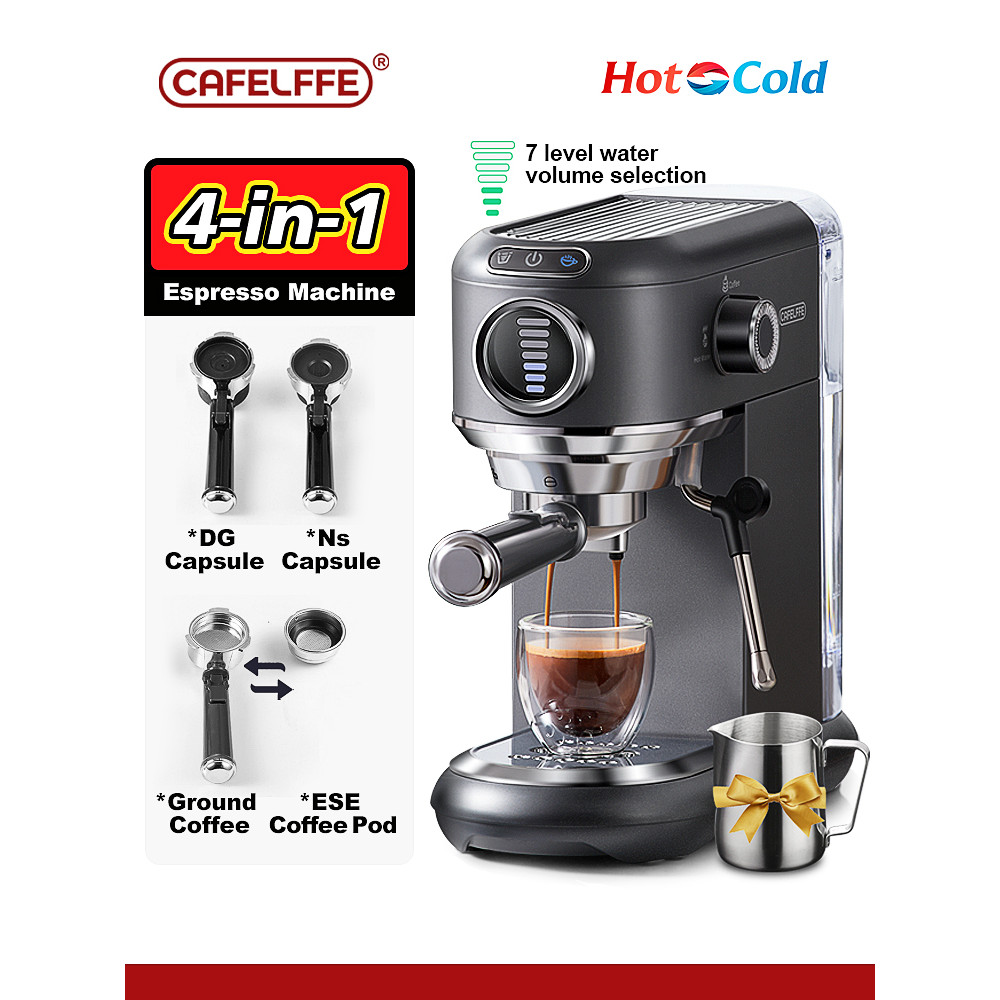 Cafelffe 4-in-1 Coffee Maker Hot/Cold DG Capsule Nes Small Capsule ESE ...