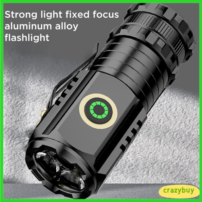 CR Portable Mini LED Mini Flashlight With Clip Super Bright Strong ...