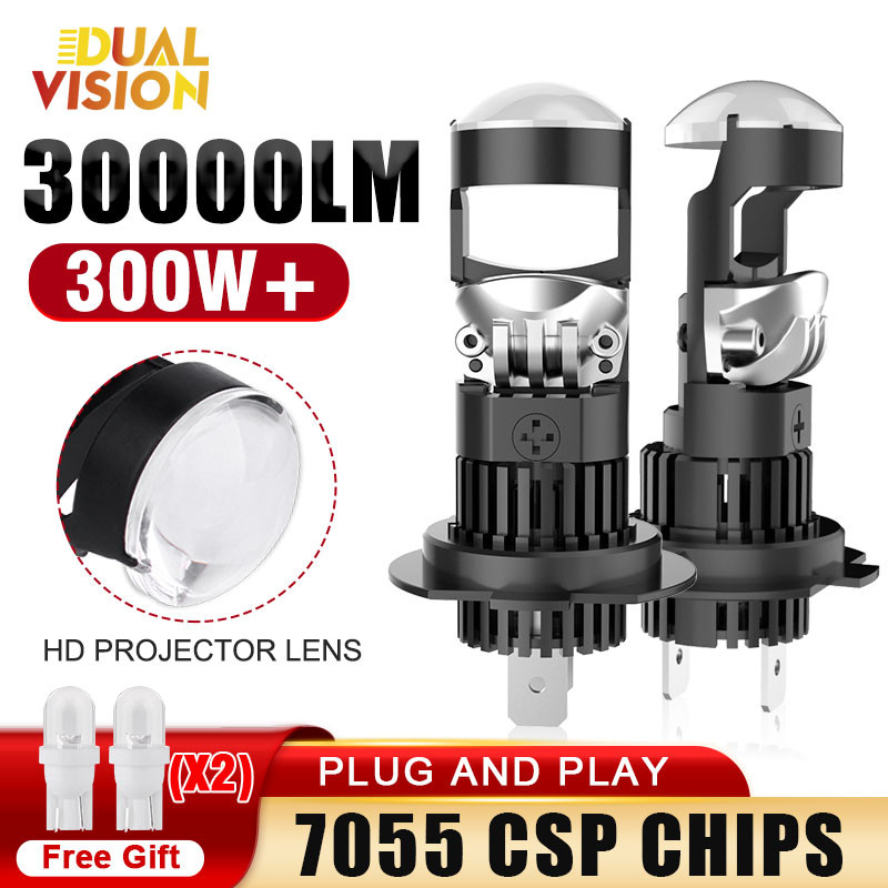 300W 30000LM H7 LED Lens Projector Mini Bulb Canbus H11 9005 Hb3 9006 HB4 Fanless Headlight For ...