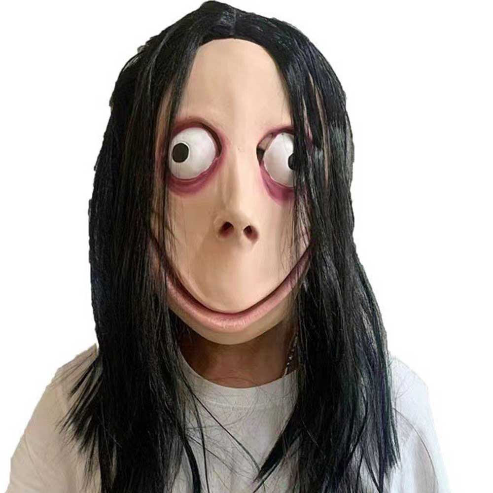 Halloween Ghost Mask Cosplay Scary Momo Scary Mask Funny Headgear Wig ...