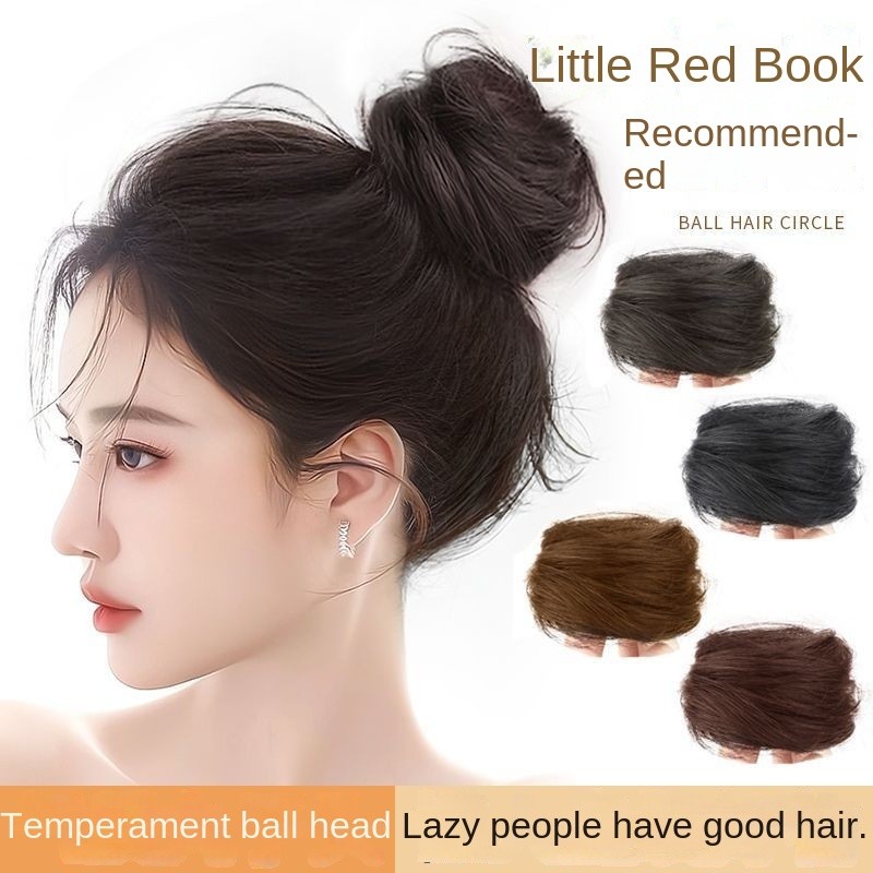 Wig Female Bun Grip Hair Bag Bud-like Hair Style Half Balls Human Hair ...