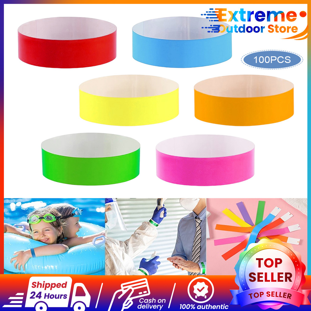 100pcs Disposable Paper Waterproof Wristbands Colorful Party Wristband ...