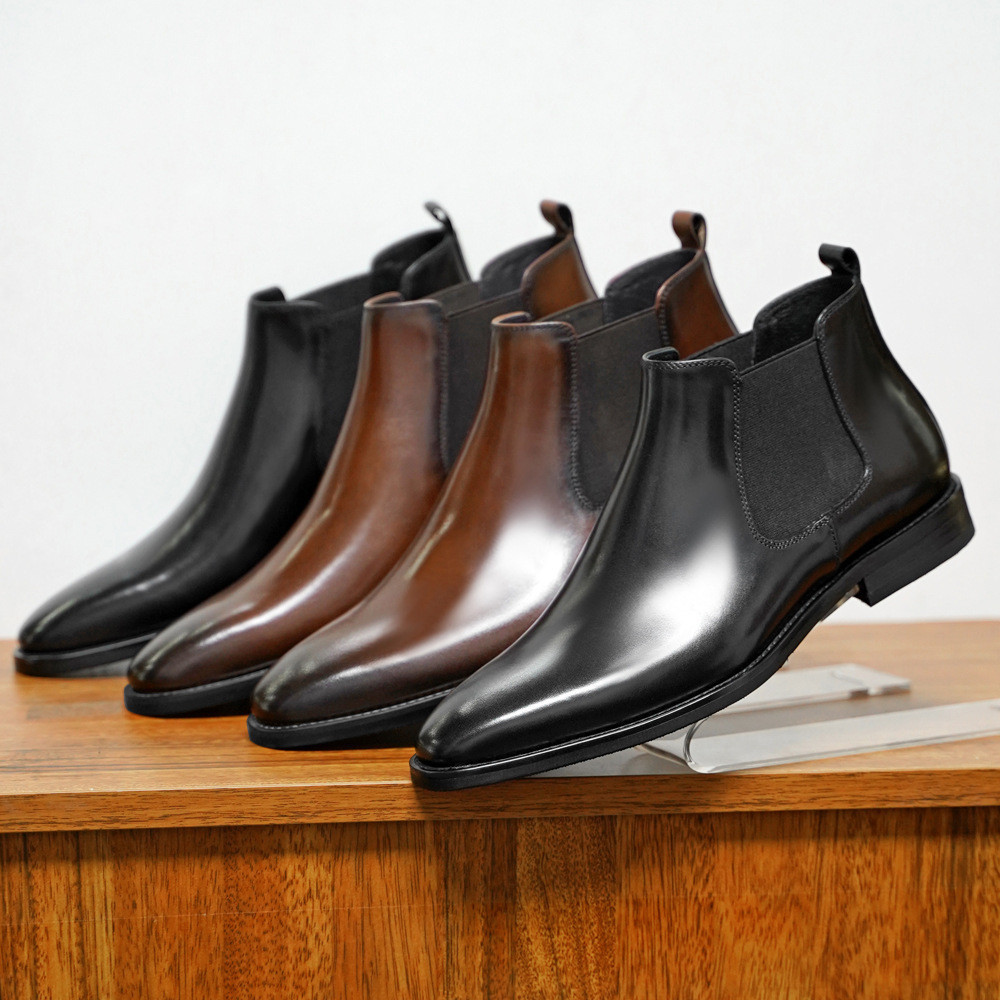 Chelsea Boots Men's British Sleeve Vintage Handmade Leather Boots ...