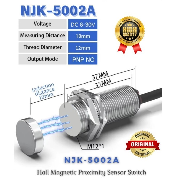 Sensor INDUCTIVE PROXIMITY NJK-5002A PNP NO NORMALY OPEN 3wire DC 6-30V MAGNETIC SWITCH NJK ...