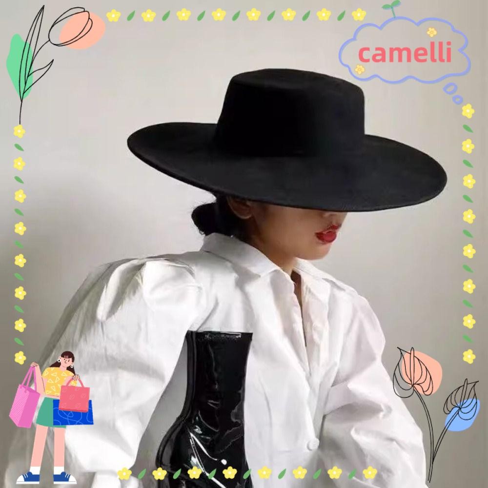 CAMELLI Wide Brim Felt Hat, French Retro Women Flatcap, Dame Hat ...