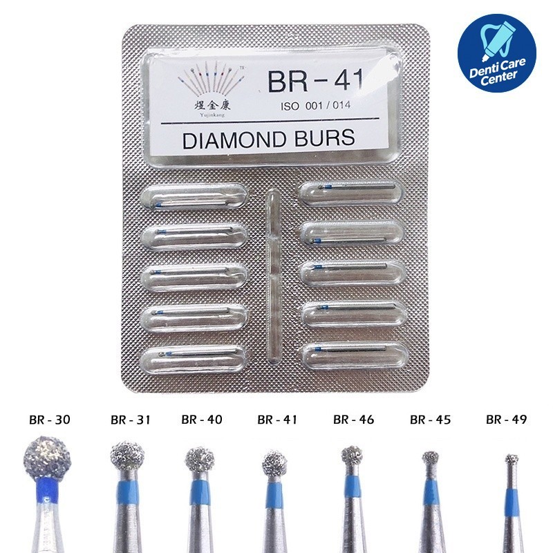 BR Series 10Pcs Dental Diamond FG 1.6mm Burs High Speed Round Head Bur ...