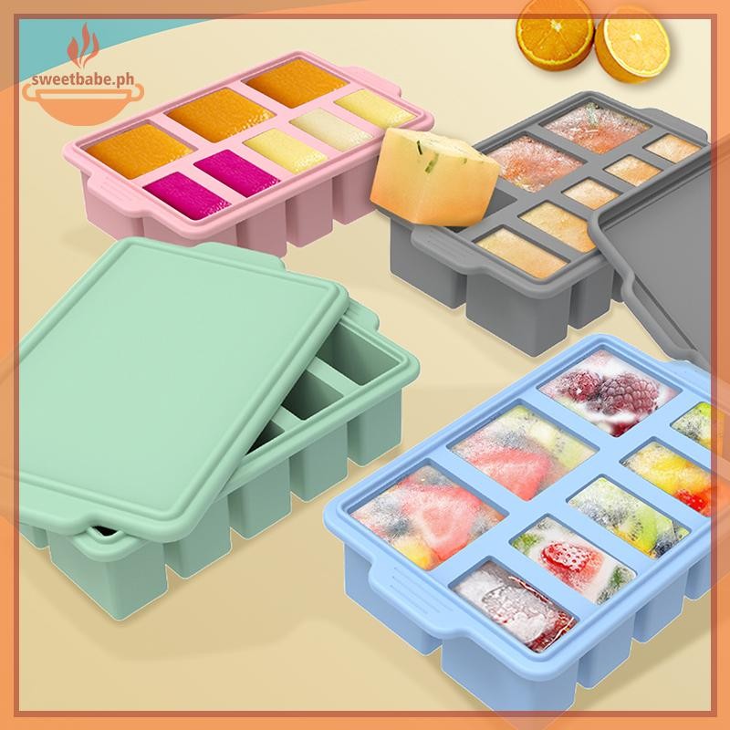 Sweet 8 Grid Silicone Freezer Molds With Lids Easy Meal Prep Container ...