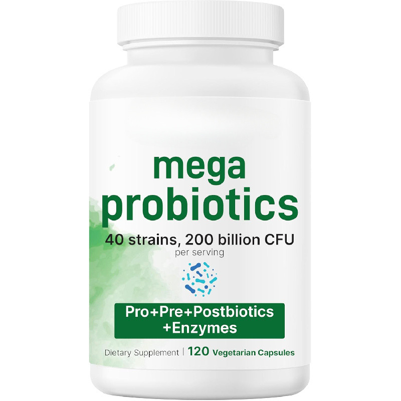 Mega Probiotics 200 Billion CFU, 120 Veggie Capsules | 40 Strains with ...