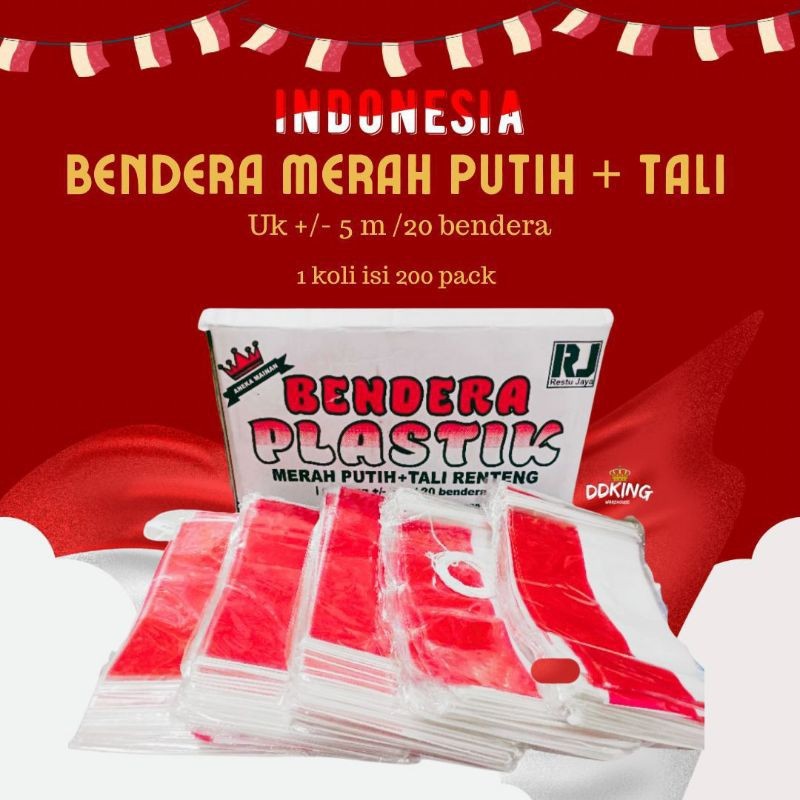 MERAH Indonesia Merdeka hanging red and white flags, 20 pcs per pack ...