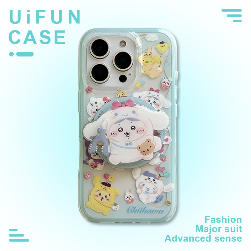 Cute Sanrio Purin Cinnamon Chiikawa Magnetic Holder 2 in 1 Phone Case ...