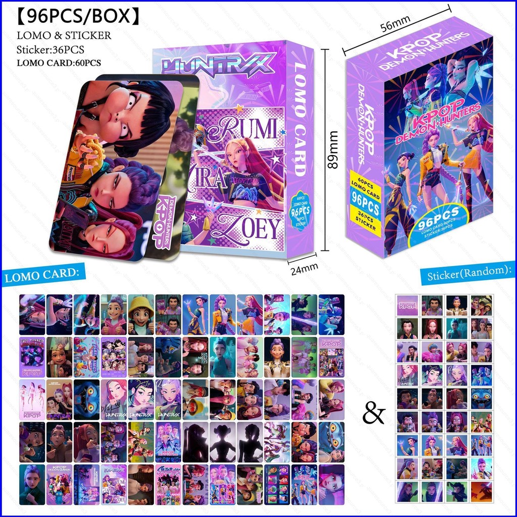 SQ3 96PCS/Set K-Pop Demon Hunters LOMO Card Stickers RUMI Postcards ...