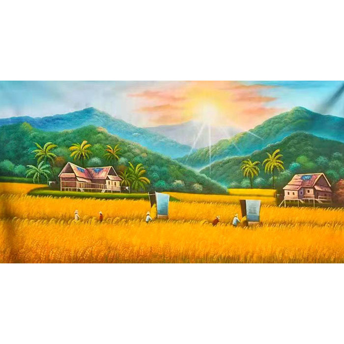 Harvest Picture Countryside Field Poster Good Luck Feng Shui Painting ...