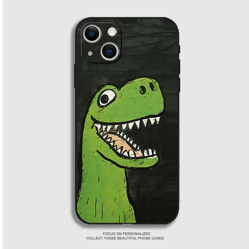 Funny green dinosaur phone case for iPhone 15 12 13 Pro Max X XR 11 Pro ...