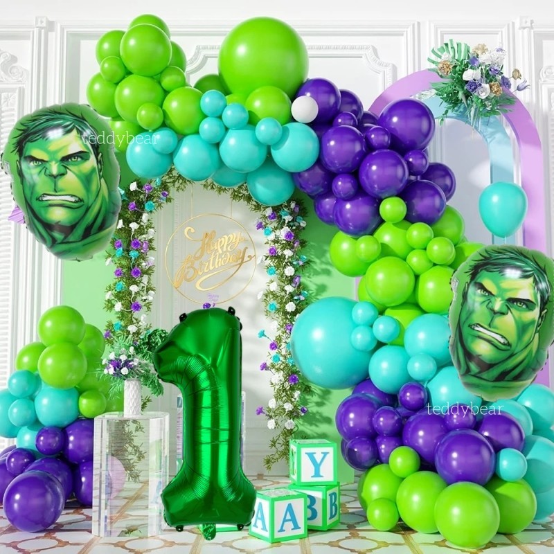 Superhero Hulk Theme Balloons Garland The Avengers Mask Foil Balloons ...