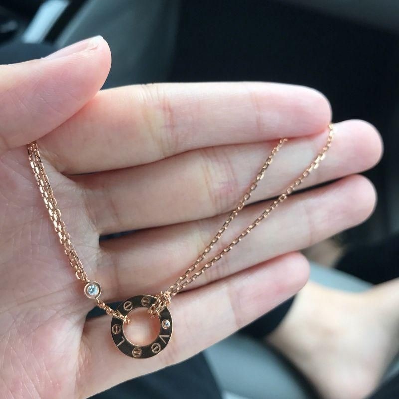 original Cartier/Cartier Love Necklace 18K Rose Gold Diamond Ring ...