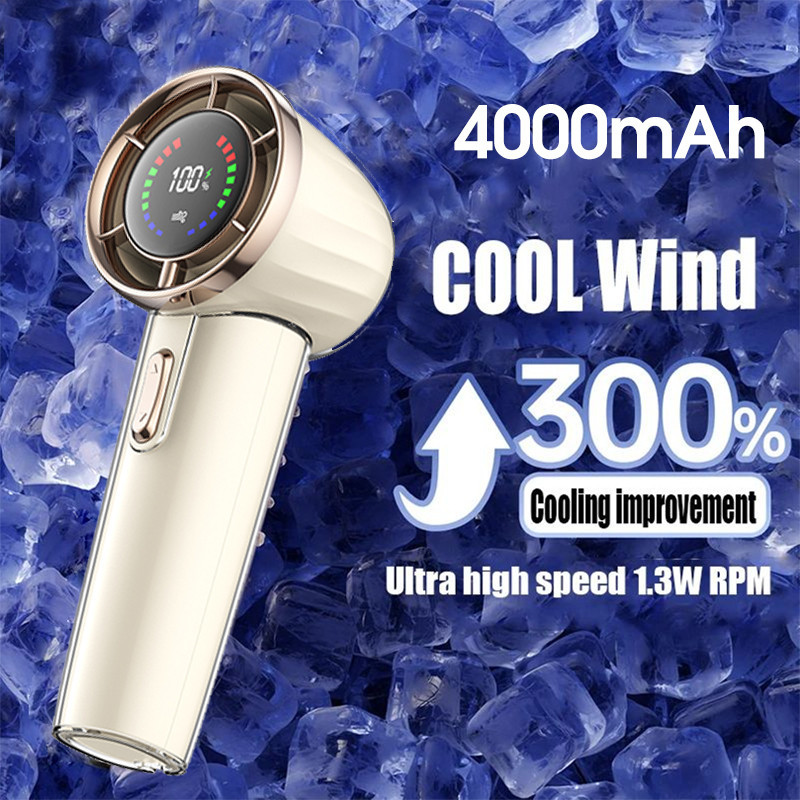 Crystal Portable Turbo Jet Fan Mini Cooling Fan Handheld Ice Cold Fan ...
