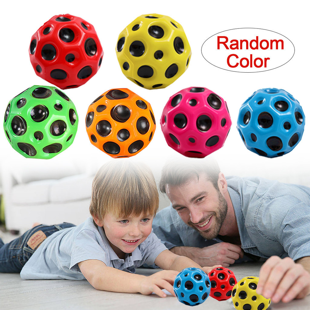 1Pc Jump Ball Soft Pu Foam Toys Anti-stress Moon Shape Porous Bouncy ...