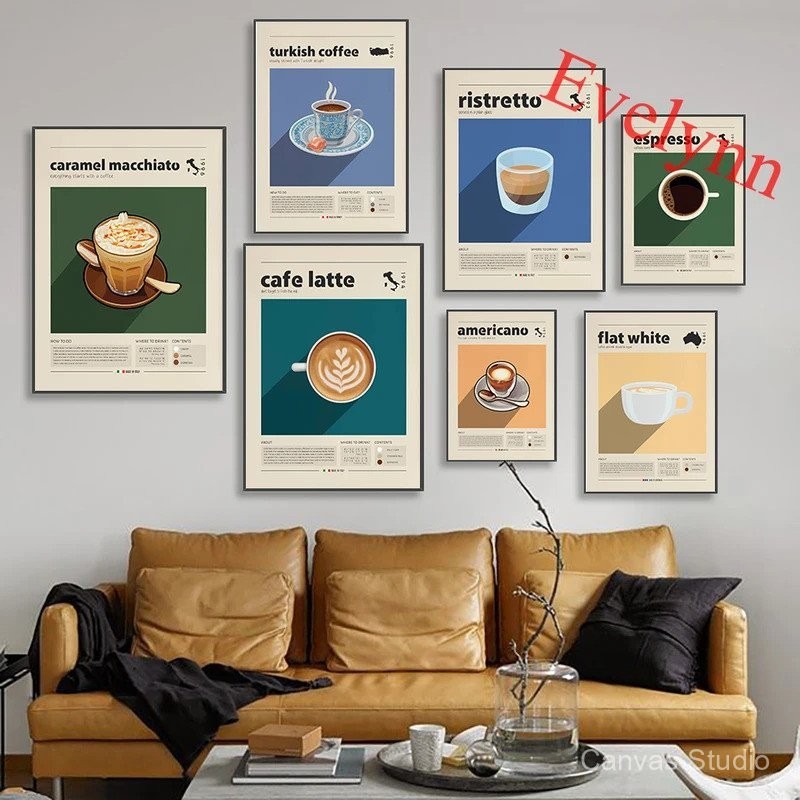 Modern Coffee Shop Decor Canvas Poster Italian Coffee Spanish Coffee ...