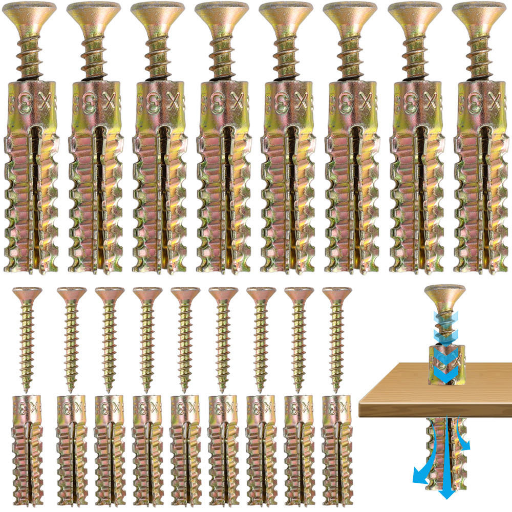 10Sets Metal Expansion Screws - Bolt Anchors - Serrated Expansion Wall ...