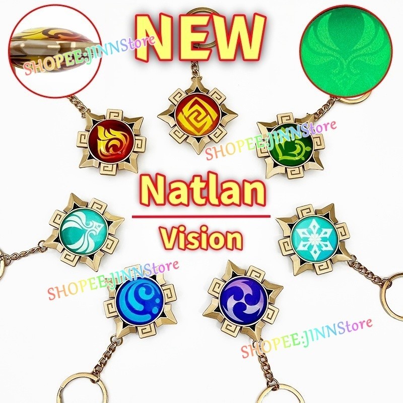 - JINN - New GENSHIN IMPACT NATLAN Luminous Keychain Double-sided Glass ...