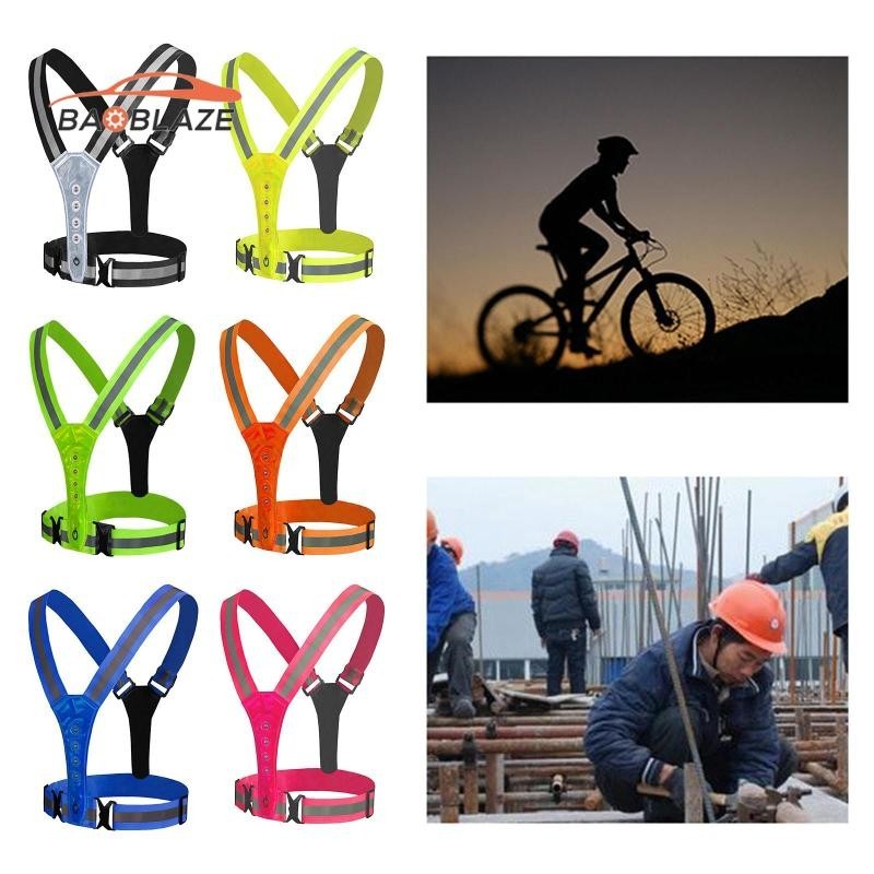 [Baoblaze] LED Reflective Vest Glowing Reflector Straps Warning Lights ...