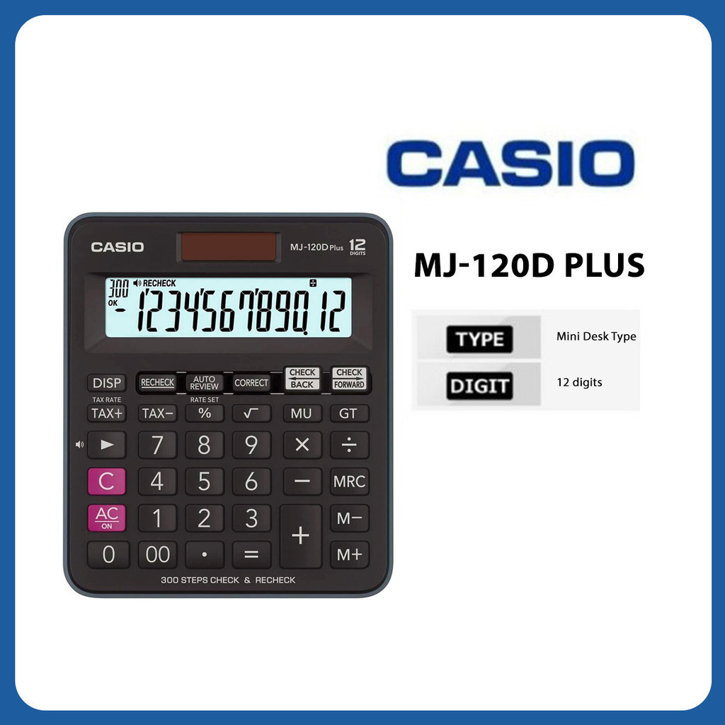Casio MJ-120D PLUS BK Shop & Field Values Series Calculators calculator ...