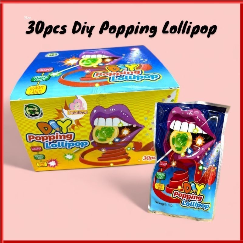 30pcs x 10g Robin DIY Popping Candy lollipop Inside gummy candy ...