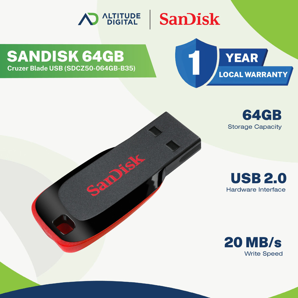 Sandisk 64GB Cruzer Blade USB (SDCZ50-064GB-B35) | Shopee Philippines