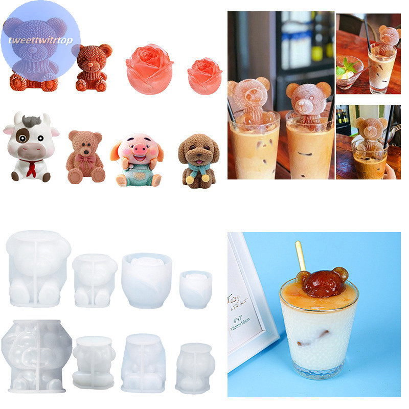 TRTOP 3D Bear Ice Mold Silicone Ice Maker DIY Soap Mould Ice Cream Tool ...