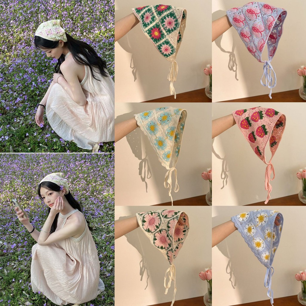 Triangle Scarf French Knitted Turban Head Kerchief Hair Bandana ...