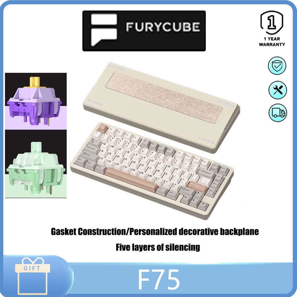 FURYCUBE F75 Three mode wireless Mechanical keyboard Aluminum Gasket ...