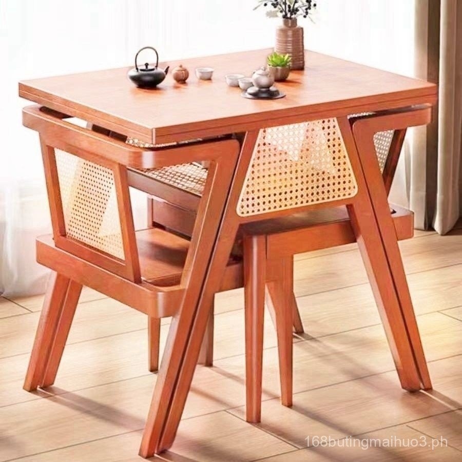 Balcony Table and Chair Solid Wood Negotiation Leisure Rattan Chair Tea ...