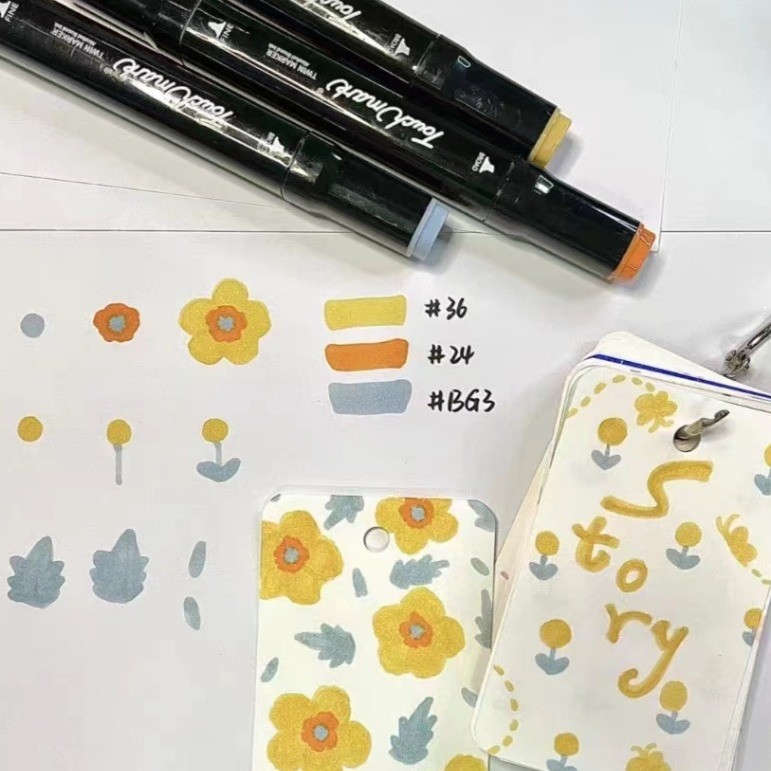 Touchmark 60/80/168 Twin Tip Permanent Marker Pen Manga Design Double ...