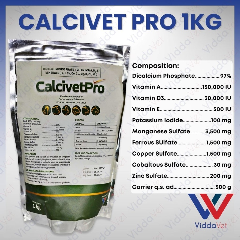 CALCIVET PRO 1KG for animals pigs livestock rabbit cow sheep Calcivet ...