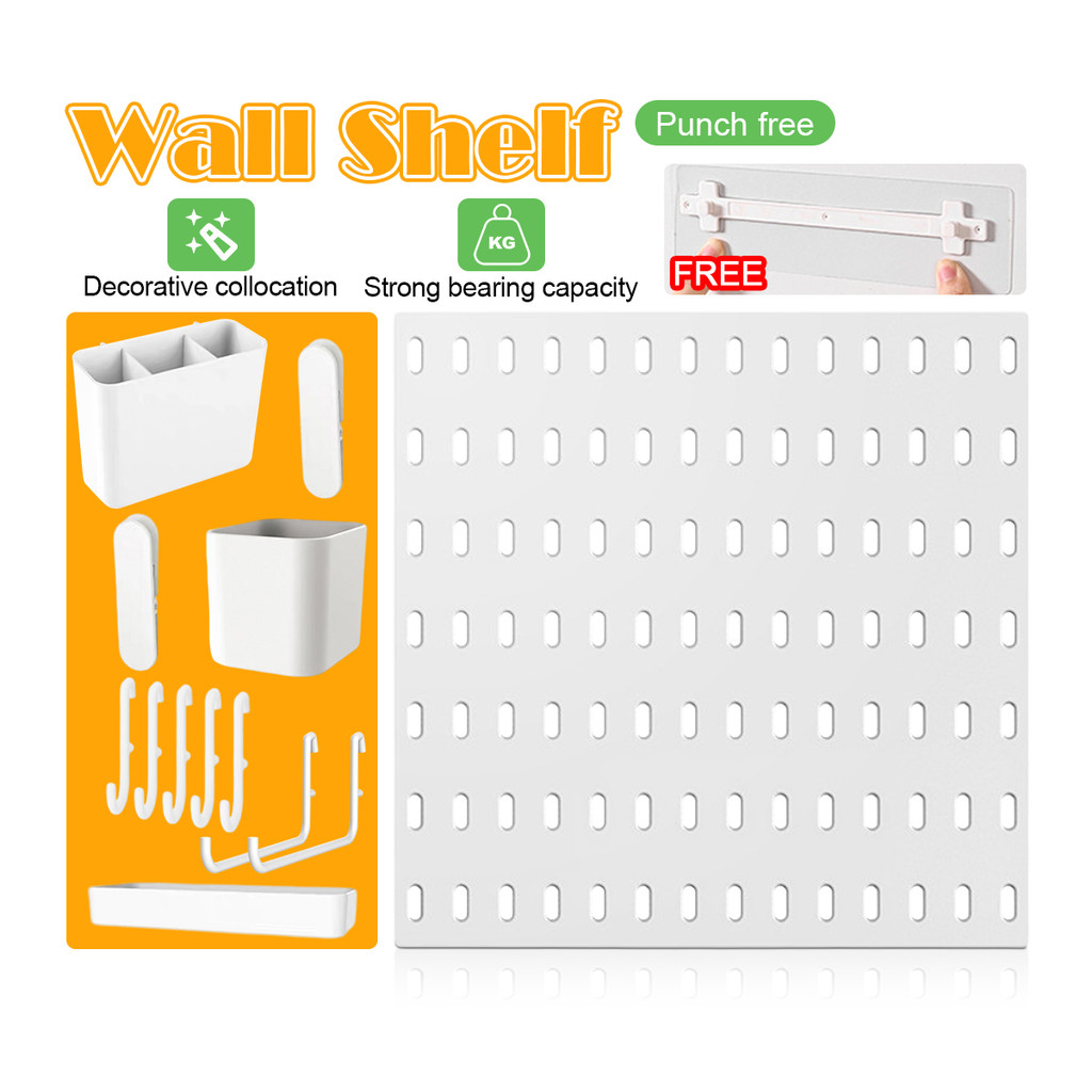 Wall Shelf Pegboard Dish Rack Kit Home Decor Hanging Shelf Decoration ...
