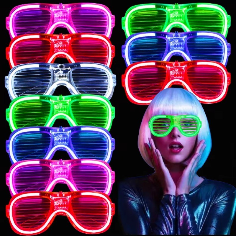 Party 5 Color LED Glasses Shutter Shades Cold Light Flash Rave Luminous ...