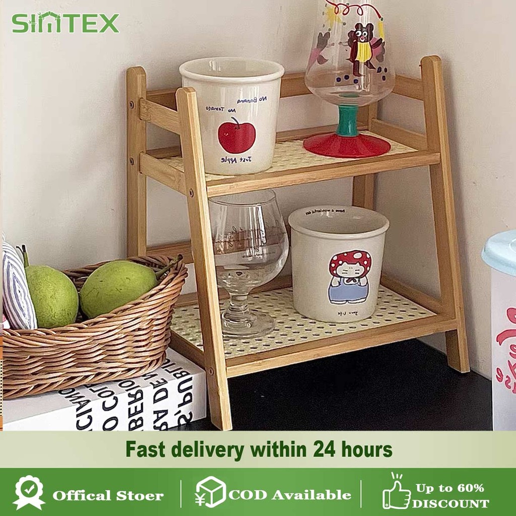 [On Hand]Table Storage Rack Wooden Double-Layer Table Shelf Dormitory ...