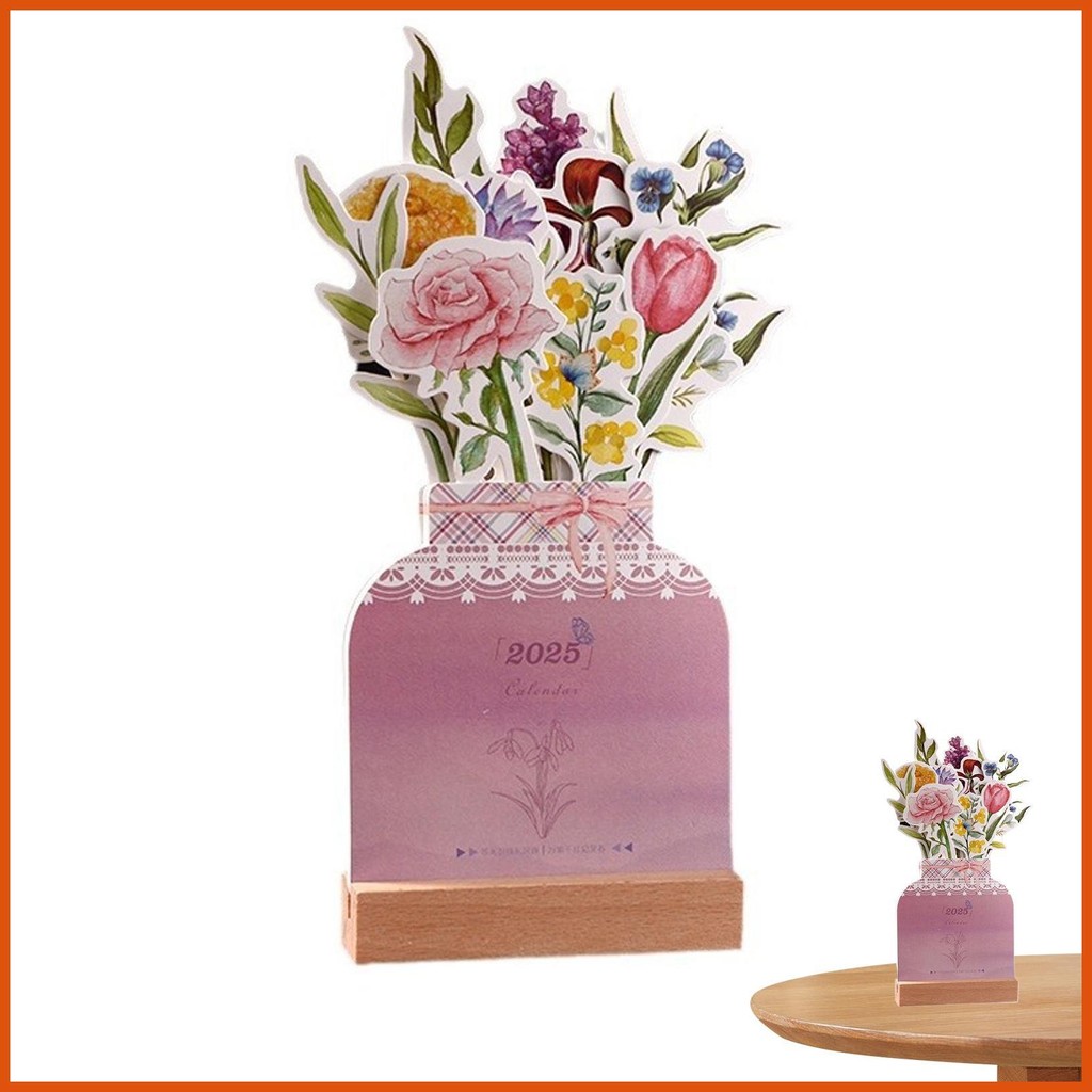Bloomy Flowers Desk Calendar Desktop Calendar Decorative Supplies 2025 ...