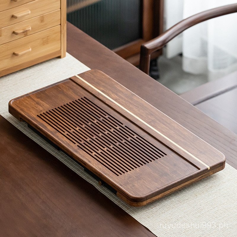 Strong bamboo tea tray Japanese-Style Simple Home Dual-Use Drainage and ...