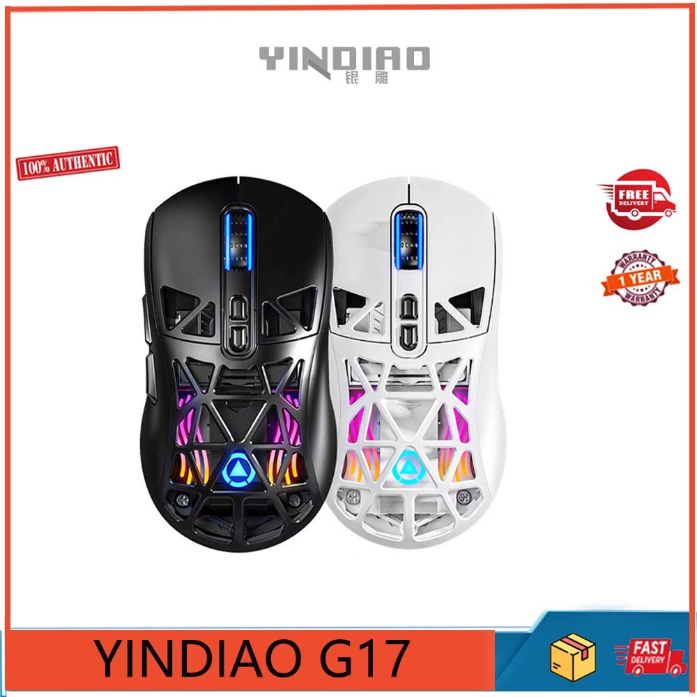 YINDIAO G17 three mode wireless e-sports game hollow mouse | Shopee ...