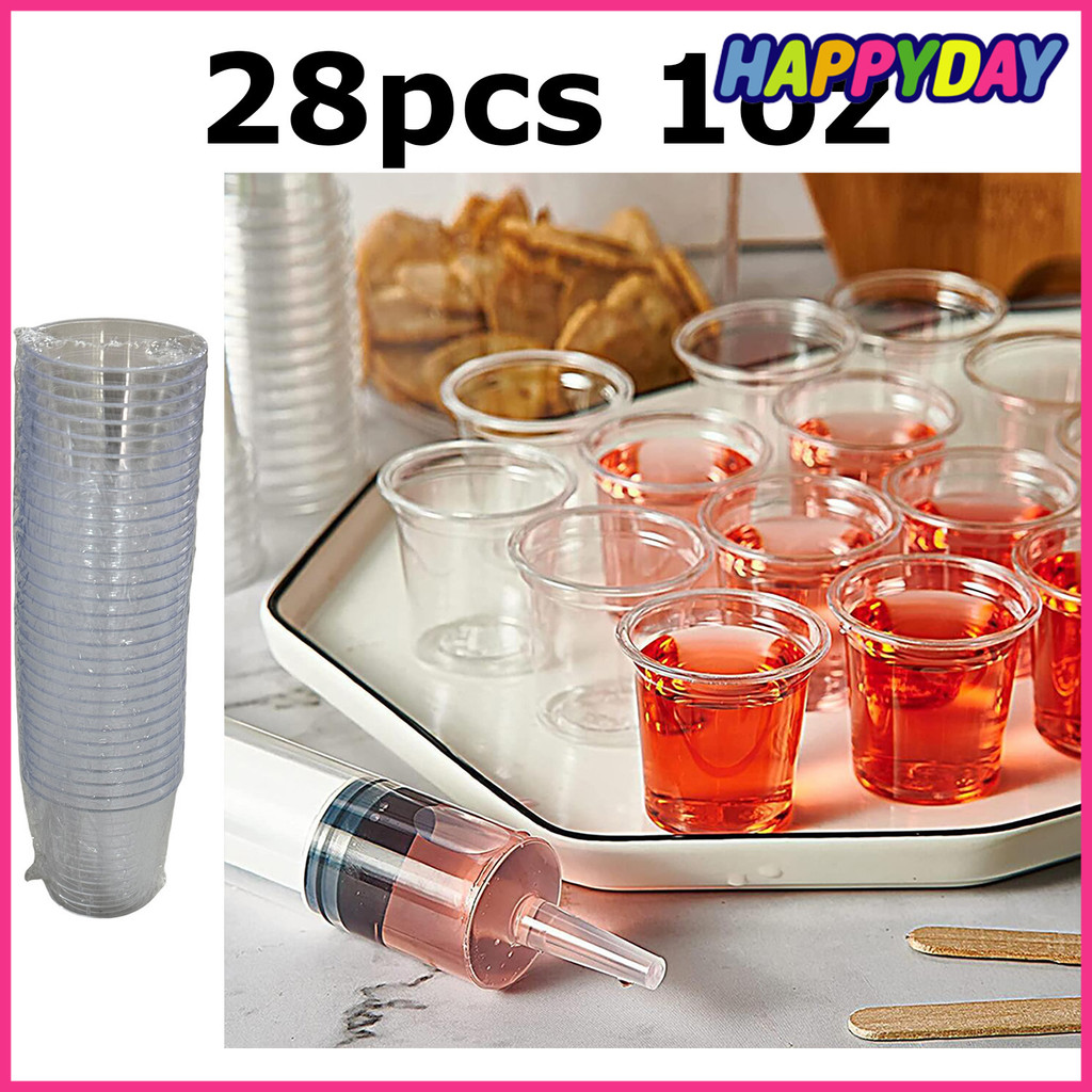 28pcs Disposable Plastic Shot Glass Shooter Red Wine Whiskey Container ...