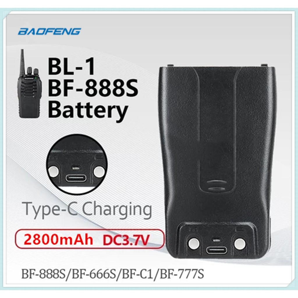 【Type-C】BL-1 Walkie Talkie Li-ion Battery 2800mAh For Baofeng BF-888S ...