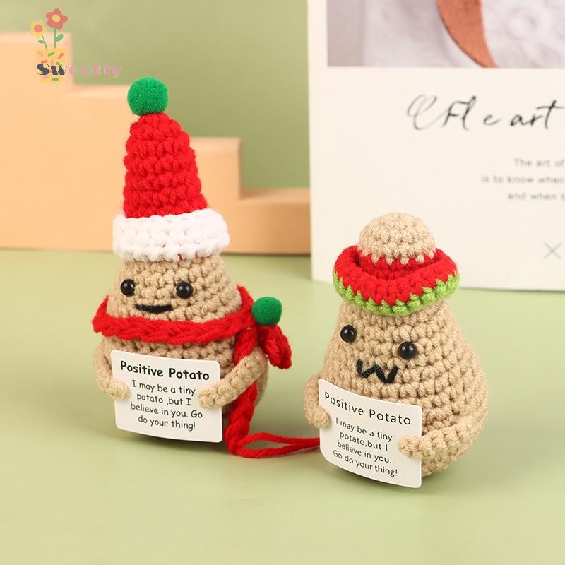 Sweetiy> Cute Potato Unique Inspirational Crochet Doll With Santa Hat ...
