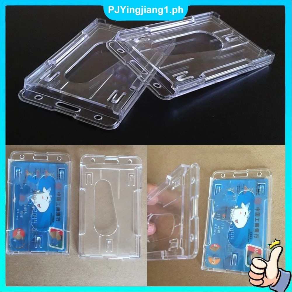 Transparent ID Card Cover Case Badge Bag Hard Plastic Card Cover Case ...