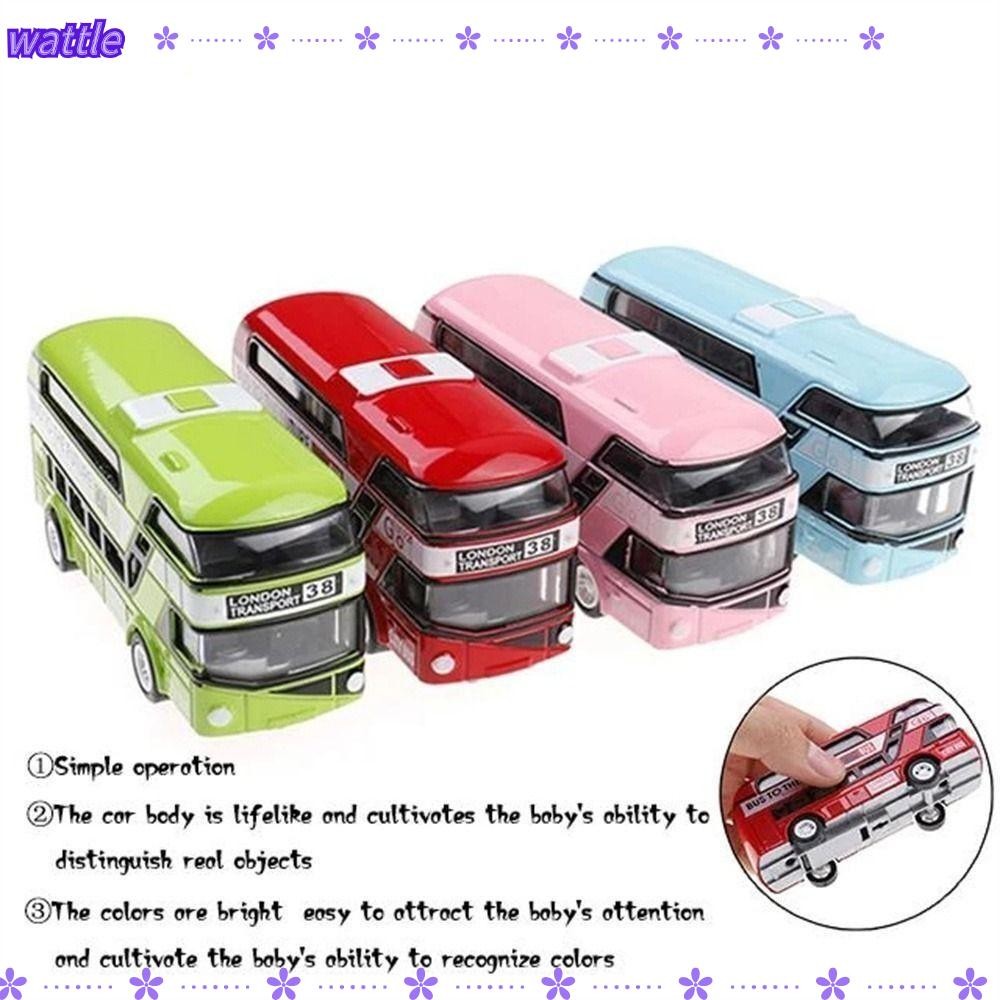 WATTLE Double Decker Bus Toy, Skin-Die Cast Plastic Pull back and ...