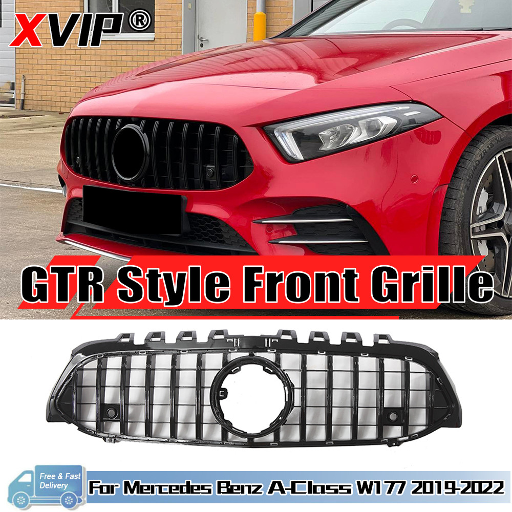 XVIP Shiny Black GT Style Front Bumper Racing Grille For Benz A-Class ...
