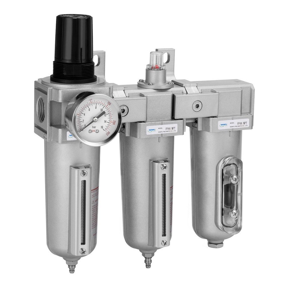 NANPU 1/2" NPT Pneumatic Pressure Regulators 3 Stage Air Treatment Unit ...