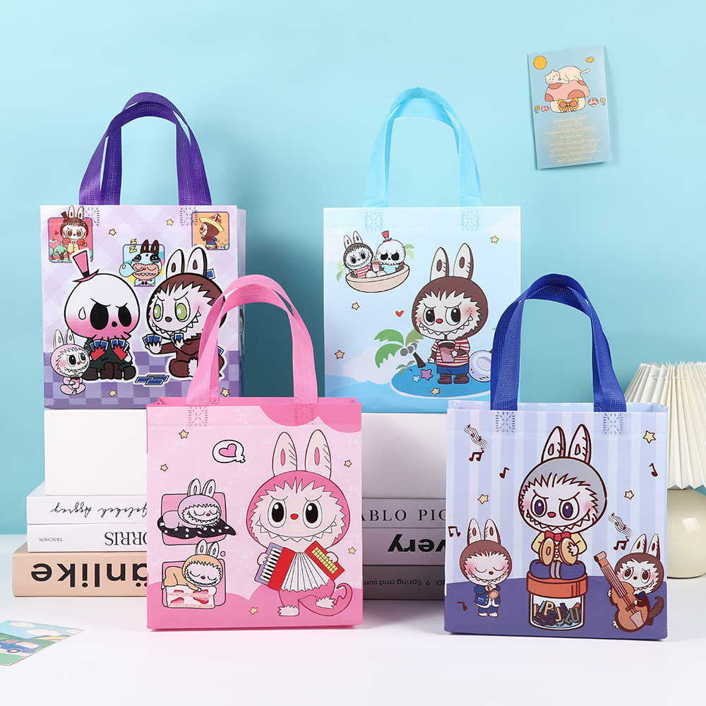 【ABD】Cartoon labubu non-woven Handbag Reusable Tote Bag for Gift ...