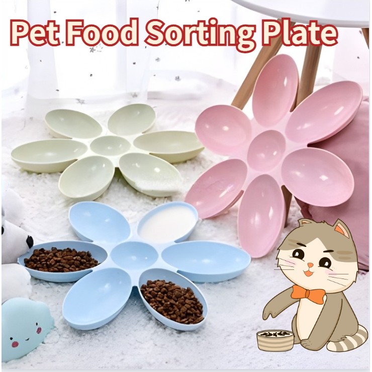 Six Petal-shaped Dividing Food Feeding Bowl Multi-cat family Convenient ...