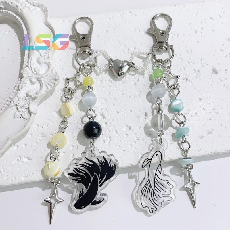 [LSG] Chinese Style Retro Koi Fish Keychain Fashion Beaded Keyring ...